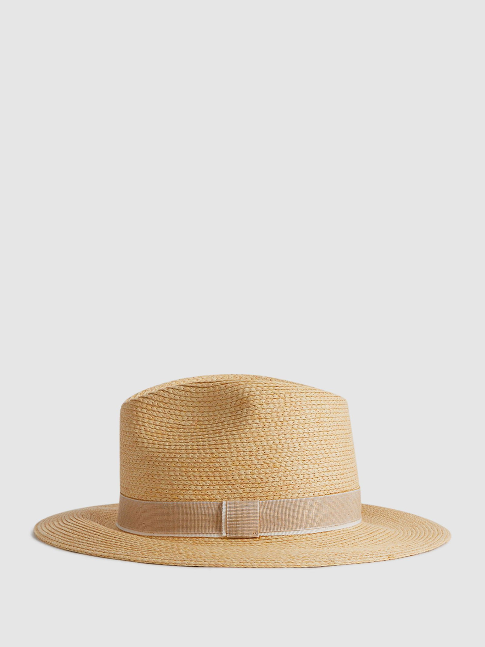 REISS Gracie Raffia Short Brim Sun Hat in Natural | Endource