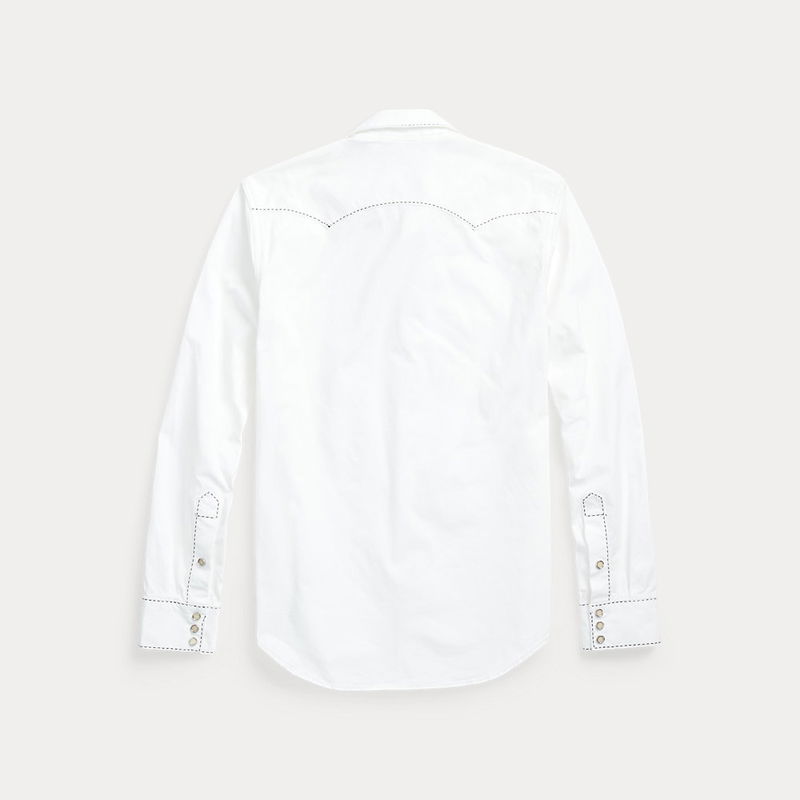 RALPH LAUREN RRL Slim Fit Poplin Western Shirt in White | Endource