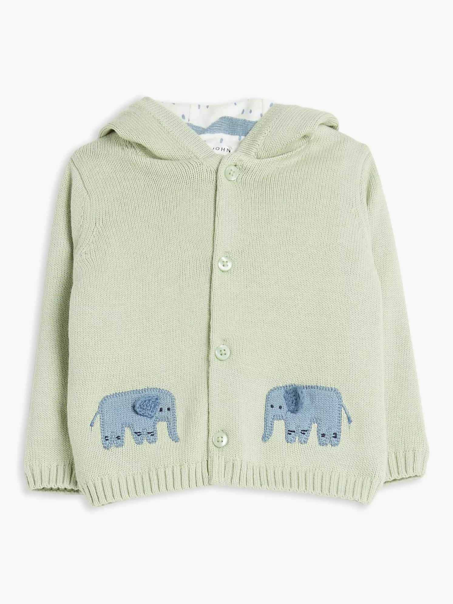 JOHN LEWIS Elephant Ears Hooded Cardigan in Green | endource