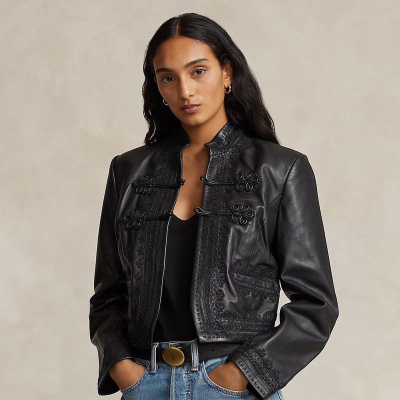 POLO RALPH LAUREN Leather Tapered Jacket in Black | Endource