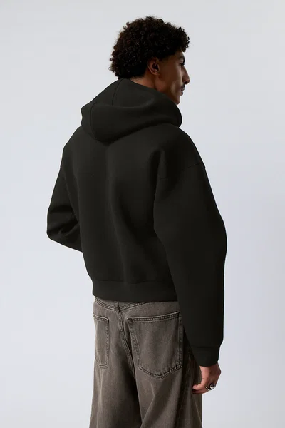 WEEKDAY Simon Scuba Zip Hoodie in Black | endource