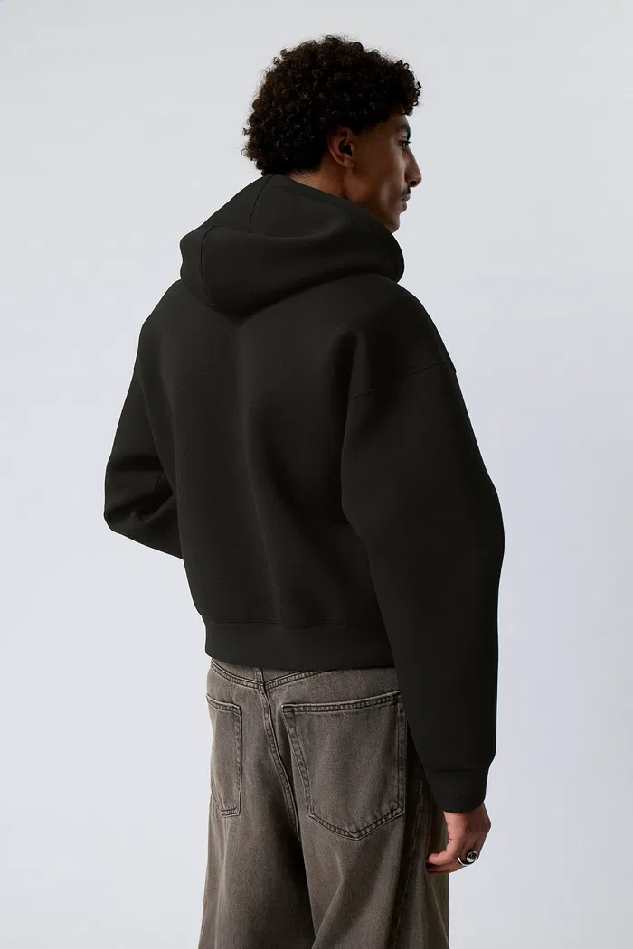 WEEKDAY Simon Scuba Zip Hoodie in Black | endource