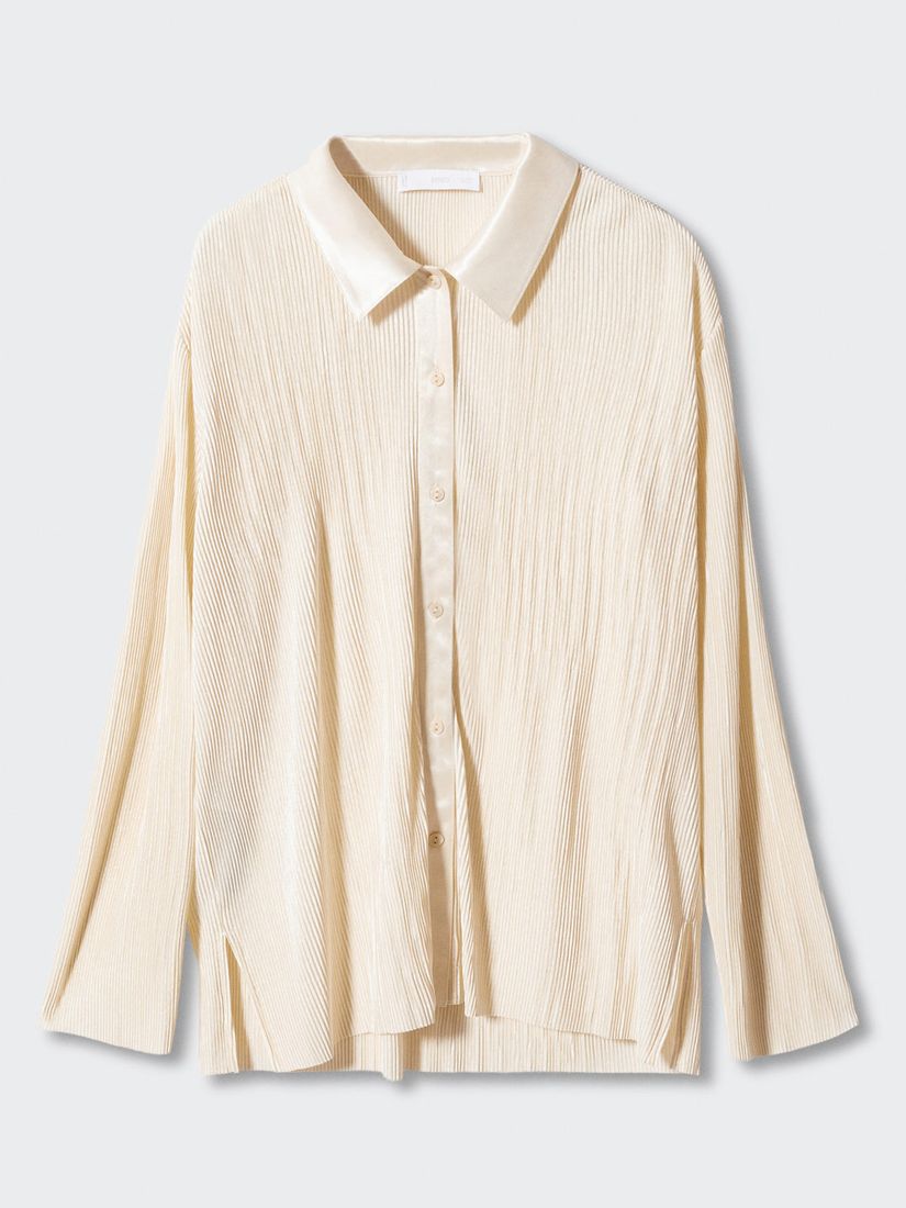 MANGO Pleated Blouse in Light Beige | endource