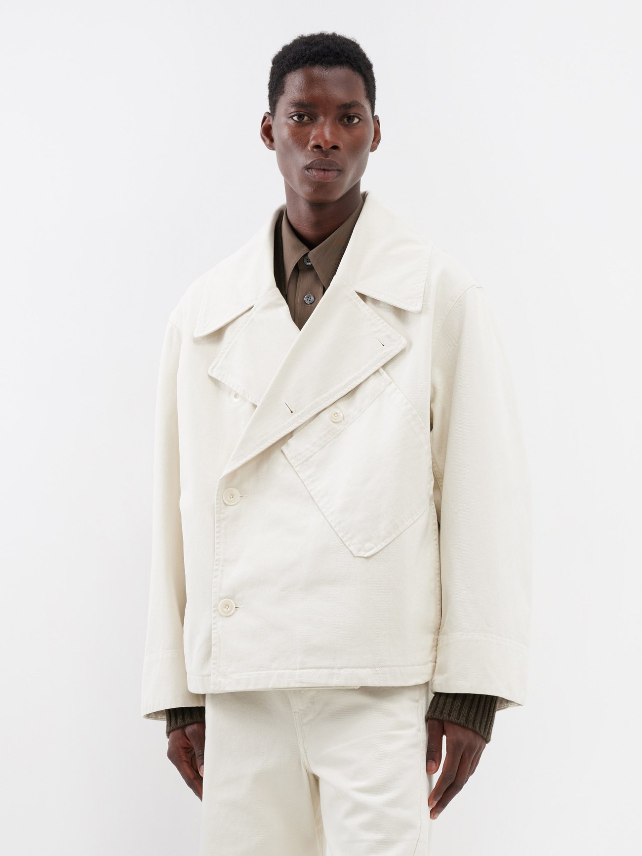 LEMAIRE Dispatch Denim Peacoat in White | Endource