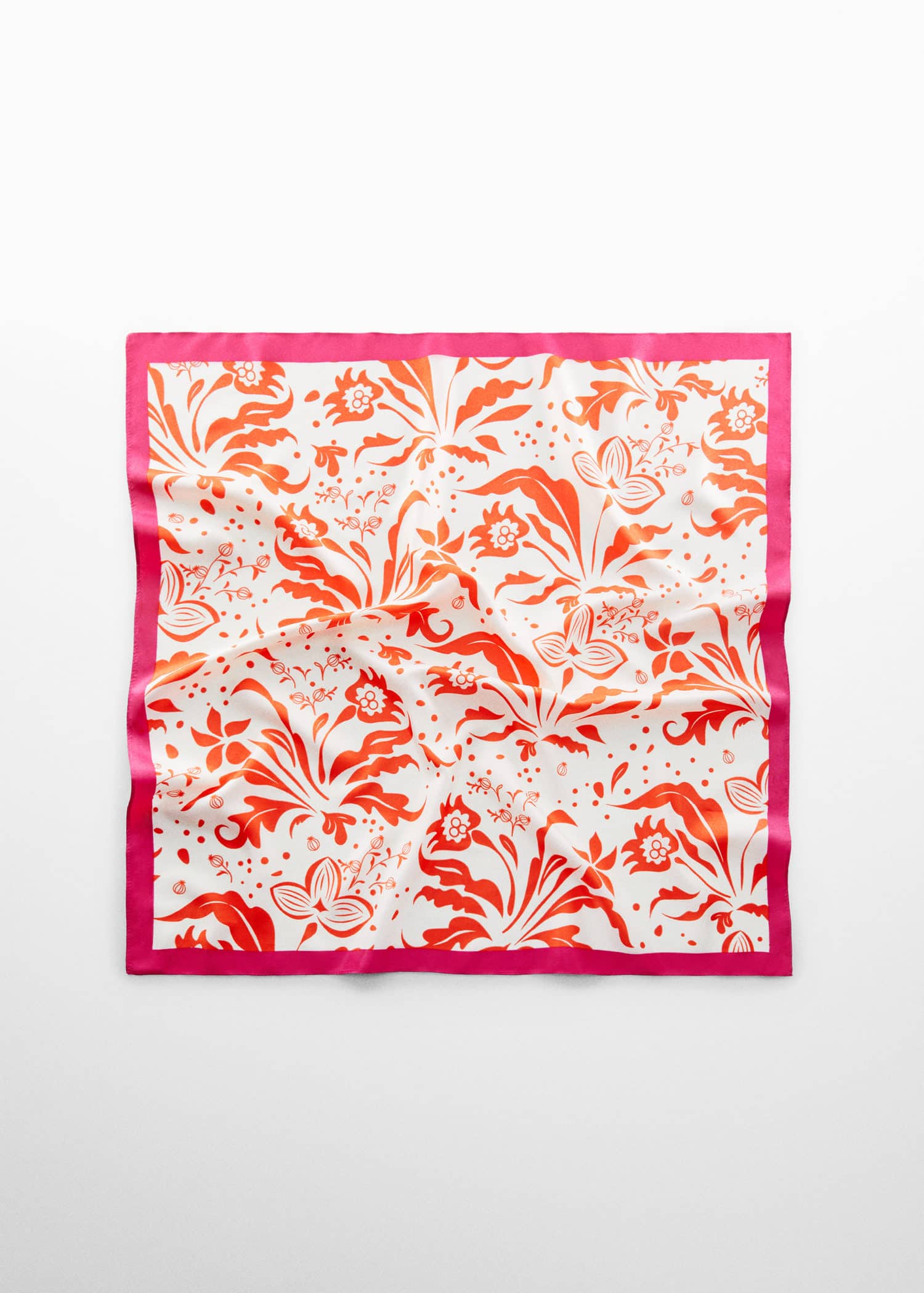 MANGO Printed Satin Scarf in Red | Endource