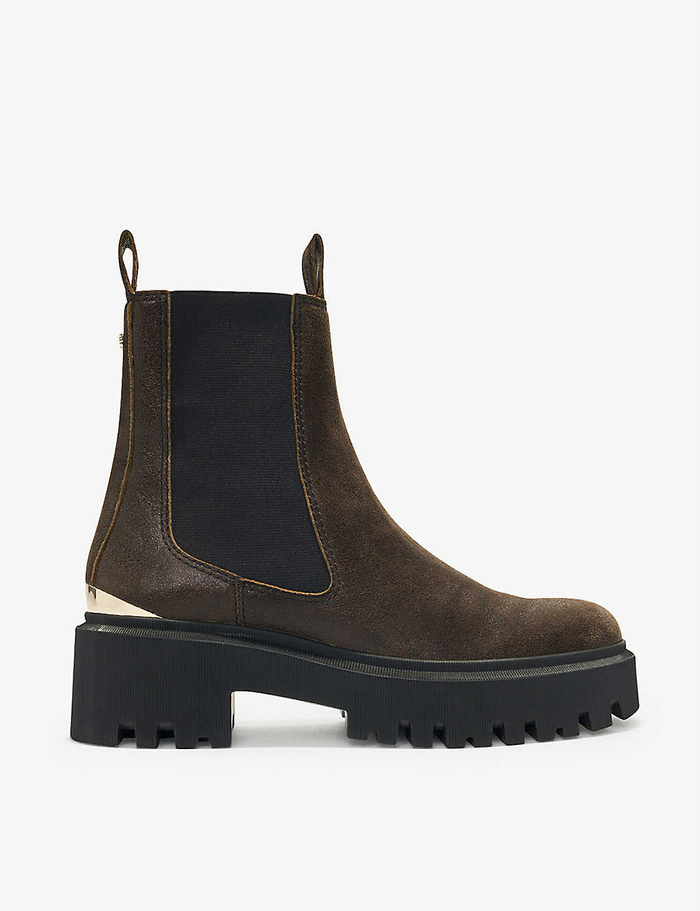 MAJE Felseaold Gold-Heel Leather Chelsea Boots in BRUNS | endource