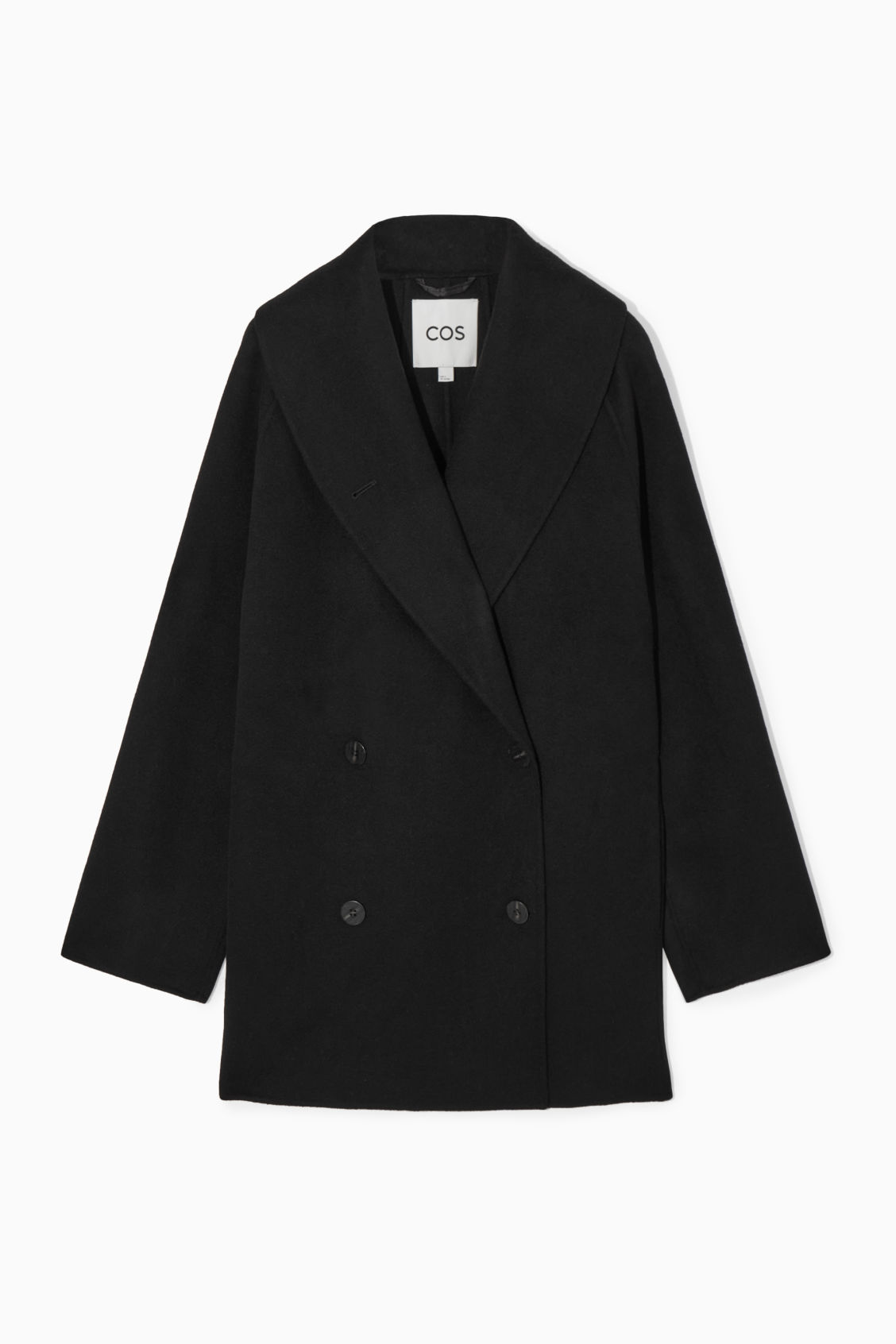 COS Oversized Shawl-Collar Wool Jacket in BLACK | endource