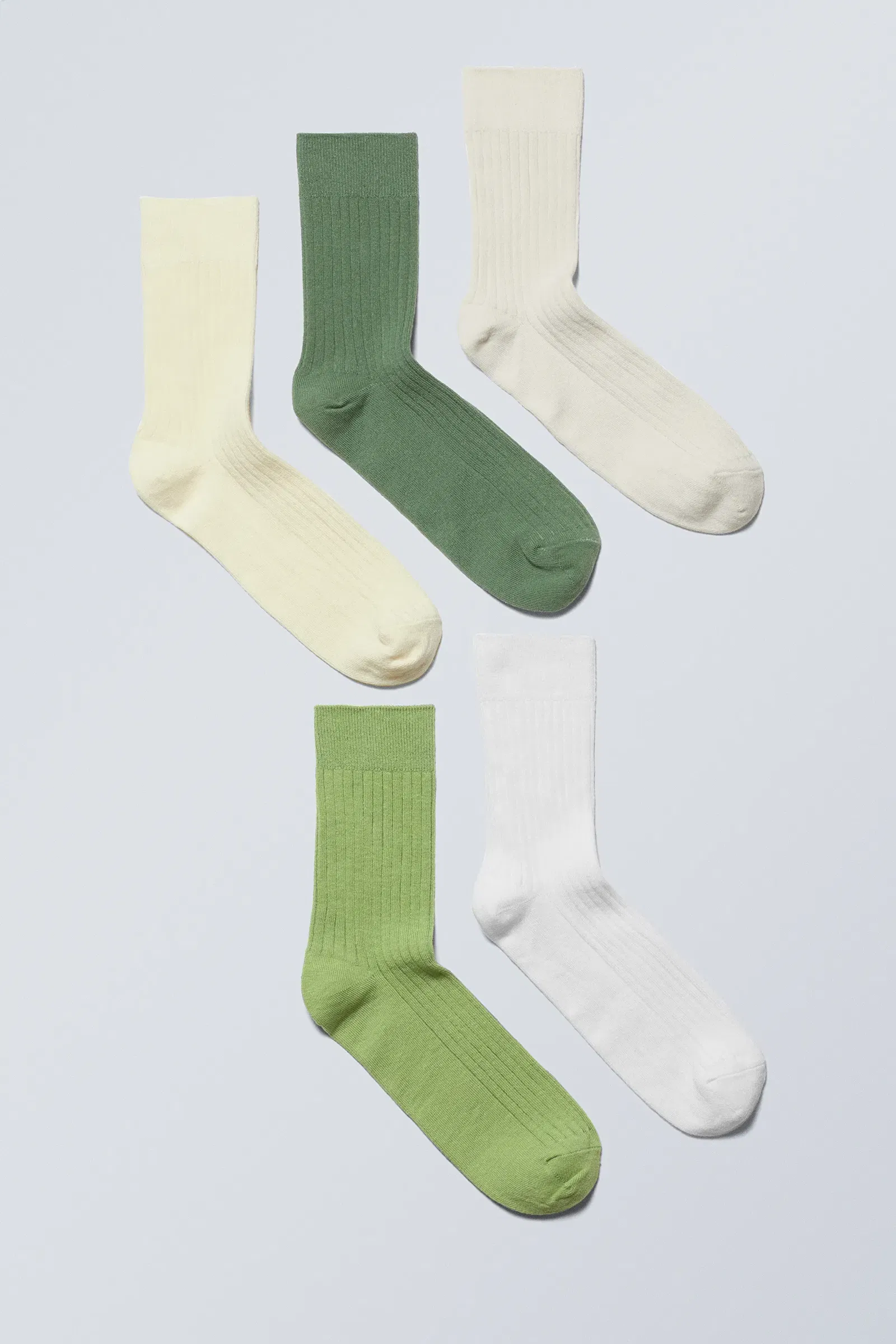 WEEKDAY 5-Pack Rib Socks in Green Accent Mix | endource