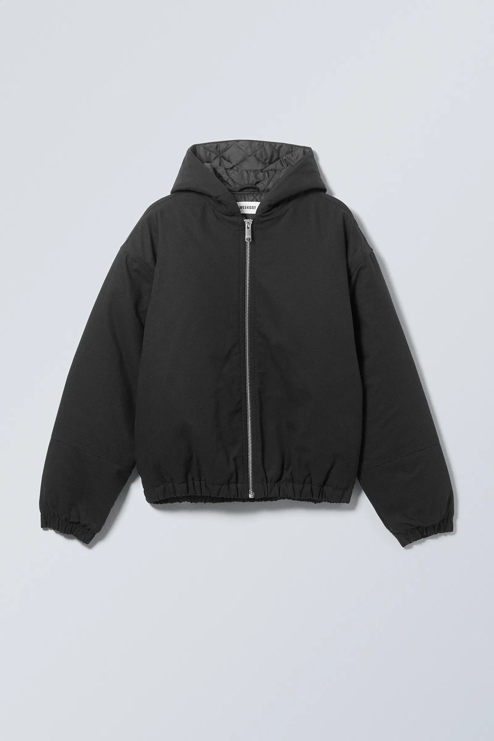 WEEKDAY Remy Hooded Bomber Jacket in Black | endource
