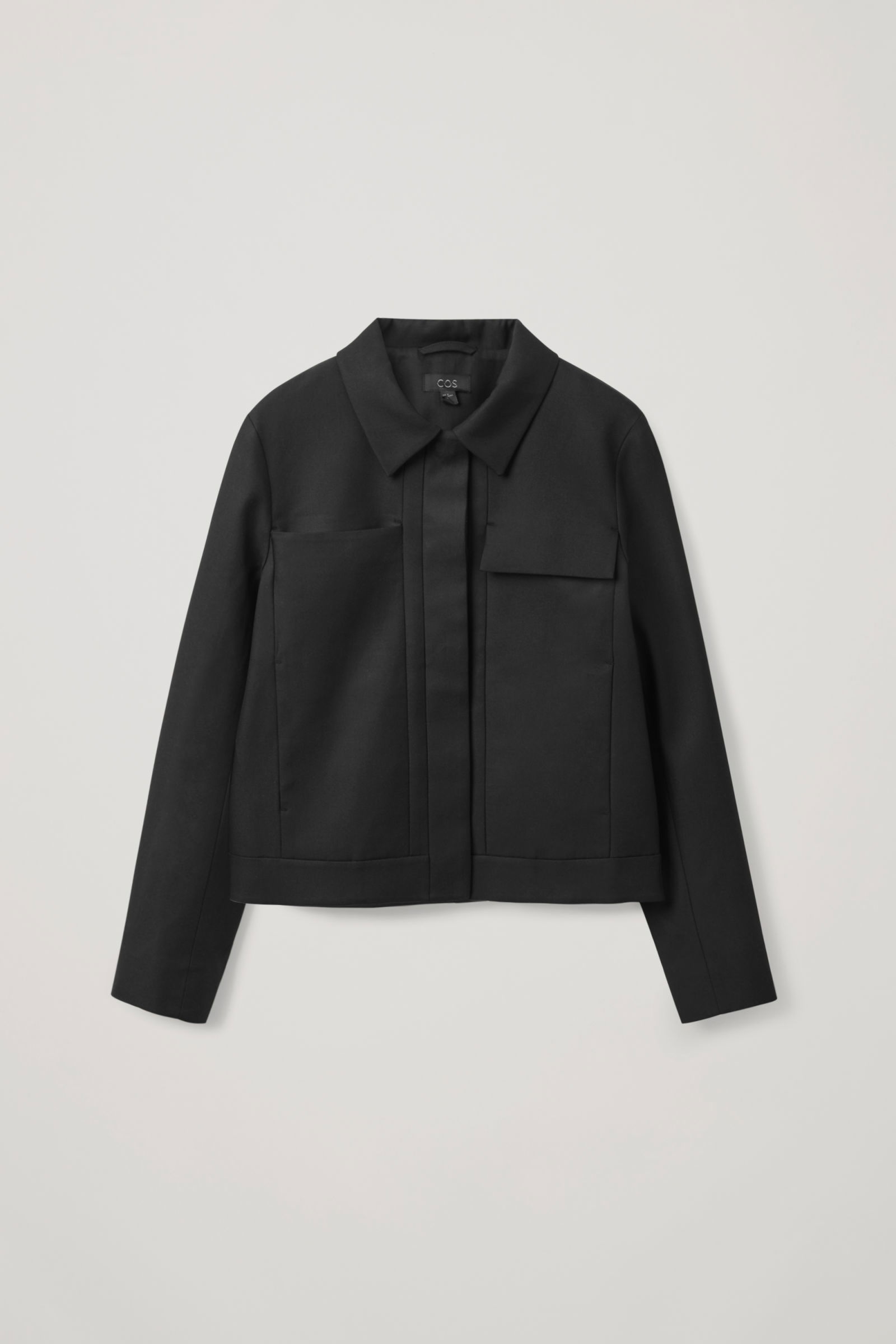 COS Cropped Fitted Overshirt in Black | endource