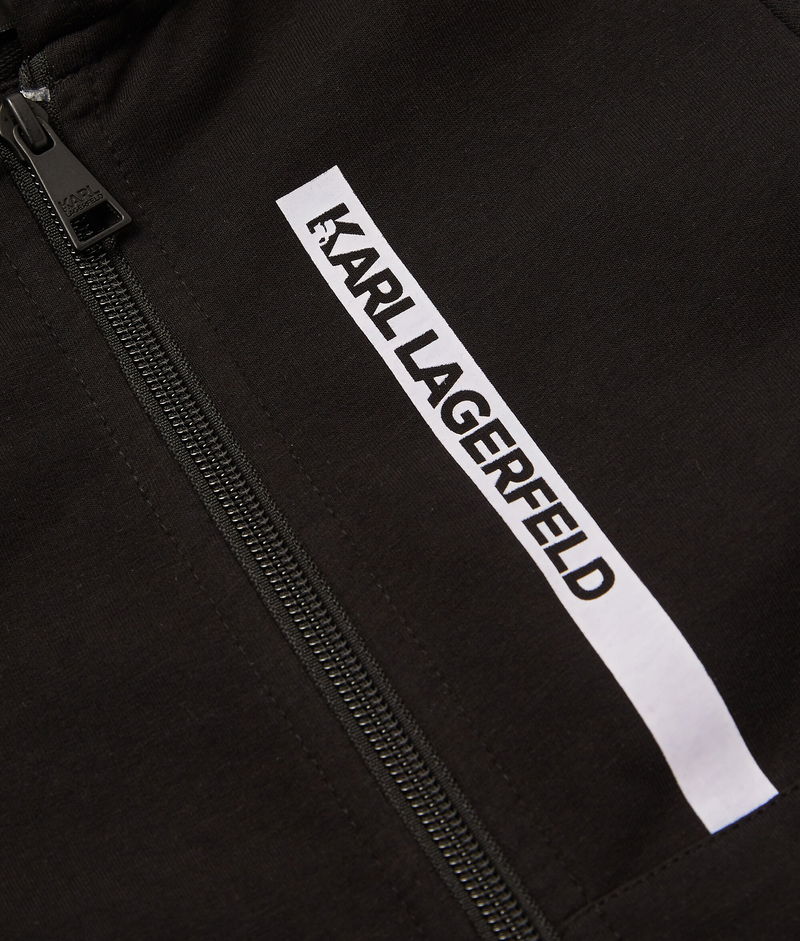 Karl Lagerfeld Girls Vertical Logo Zip Hoodie In Black Endource