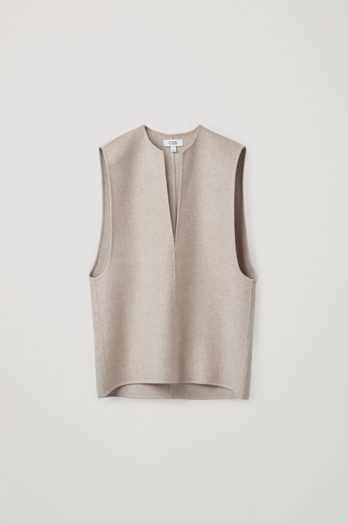COS Deep V-Neck Sleeveless Top in LIGHT GREY | endource