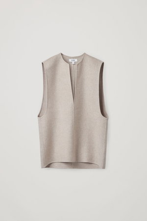 COS Deep V-Neck Sleeveless Top in LIGHT GREY | endource