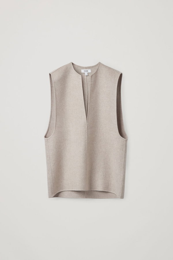 COS Deep V-Neck Sleeveless Top in LIGHT GREY | endource