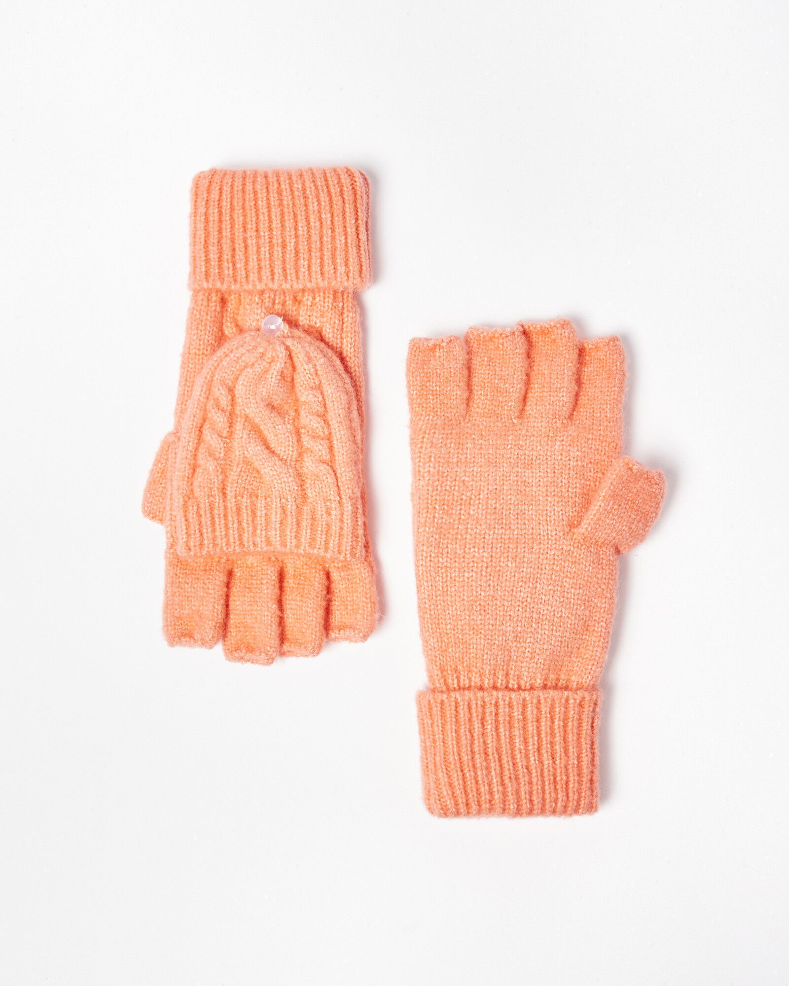 OLIVER BONAS Cable Knit Fingerless Gloves in Orange | endource