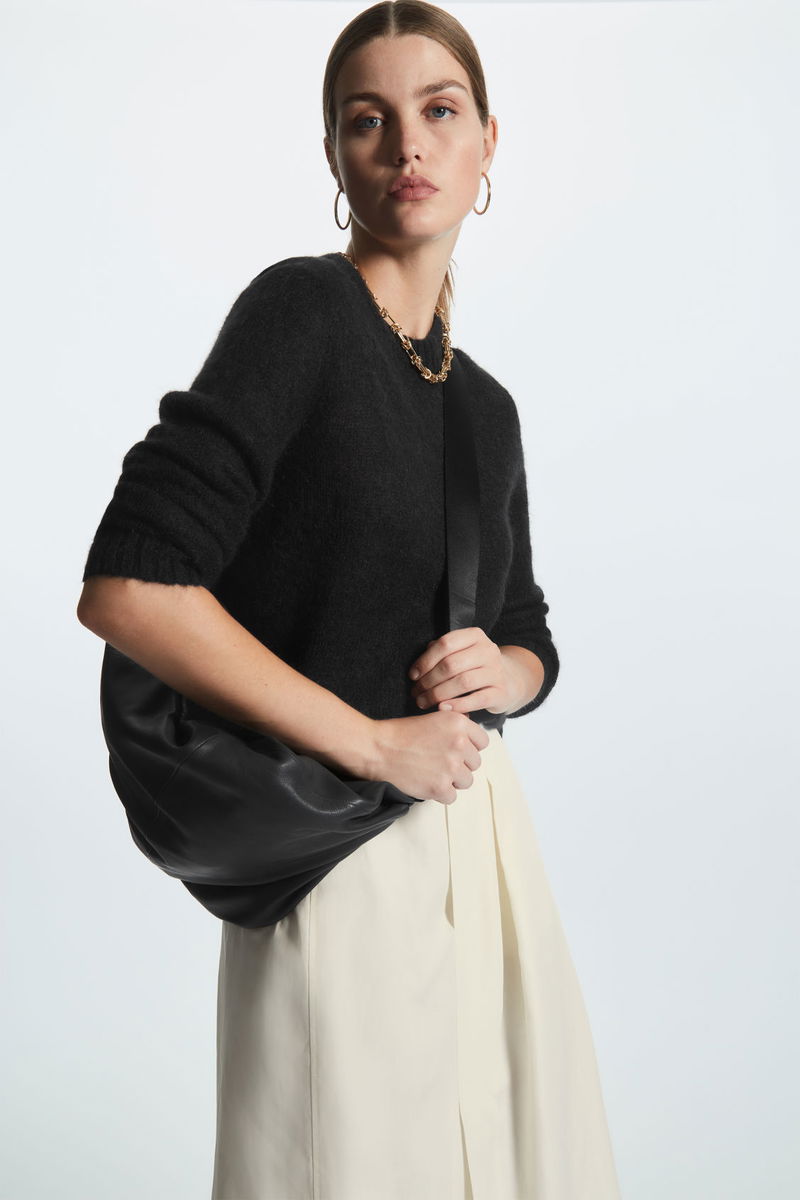 COS Leather Sling Backpack in BLACK | endource