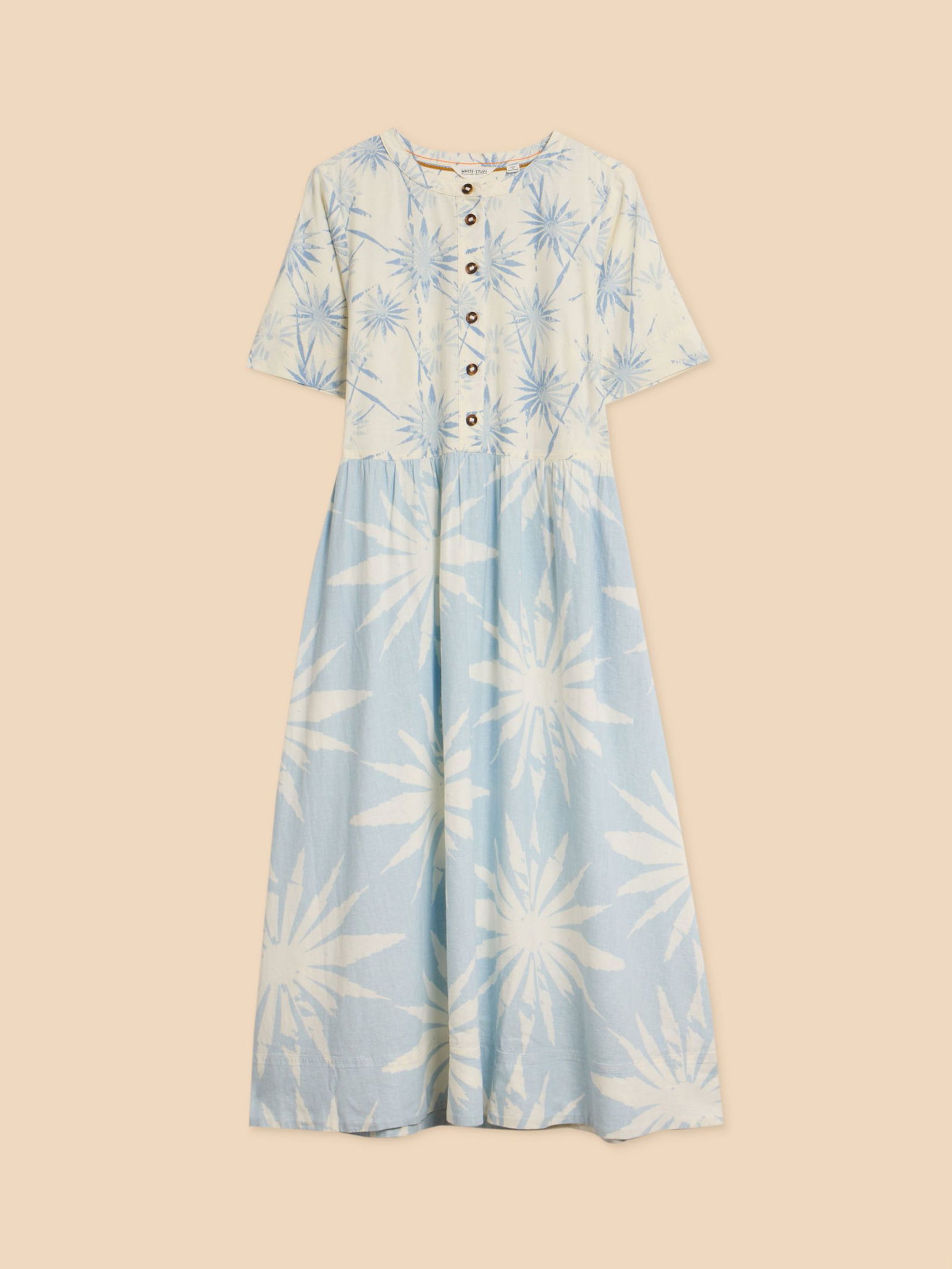 WHITE STUFF Pip Floral Linen Blend Midi Dress in Blue | endource