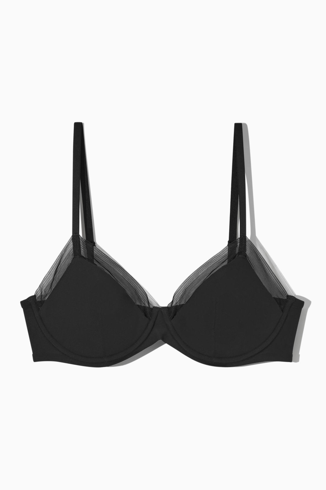 COS Underwired Mesh-Panelled Bra in BLACK | Endource