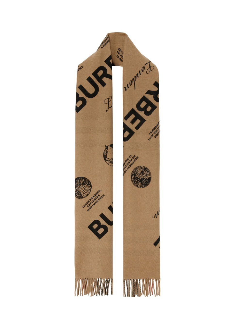 BURBERRY Reversible Label Print And Check Cashmere Scarf | endource