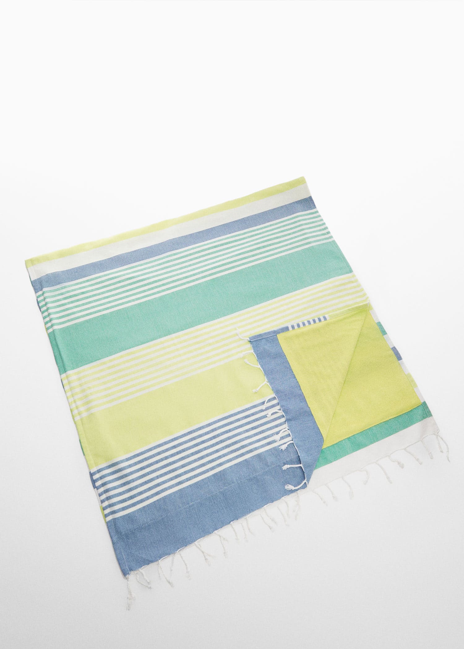 MANGO Striped Cotton Towel in Lime | Endource
