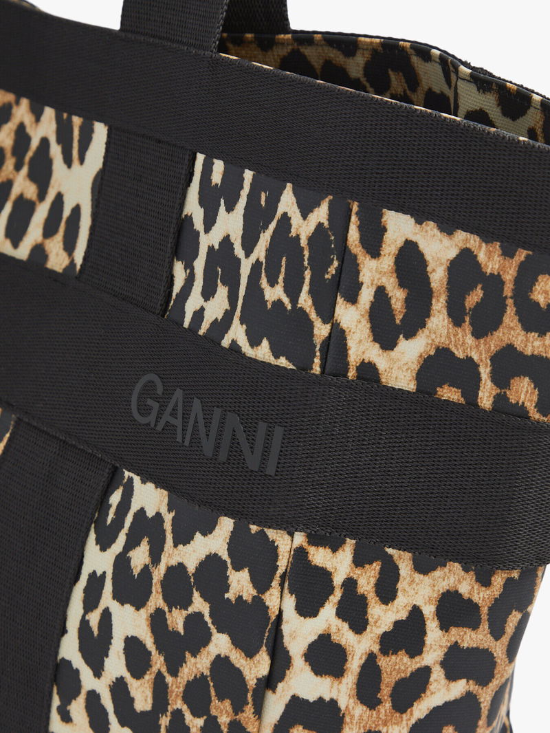 GANNI Coated Canvas Bag in Leopard | Endource