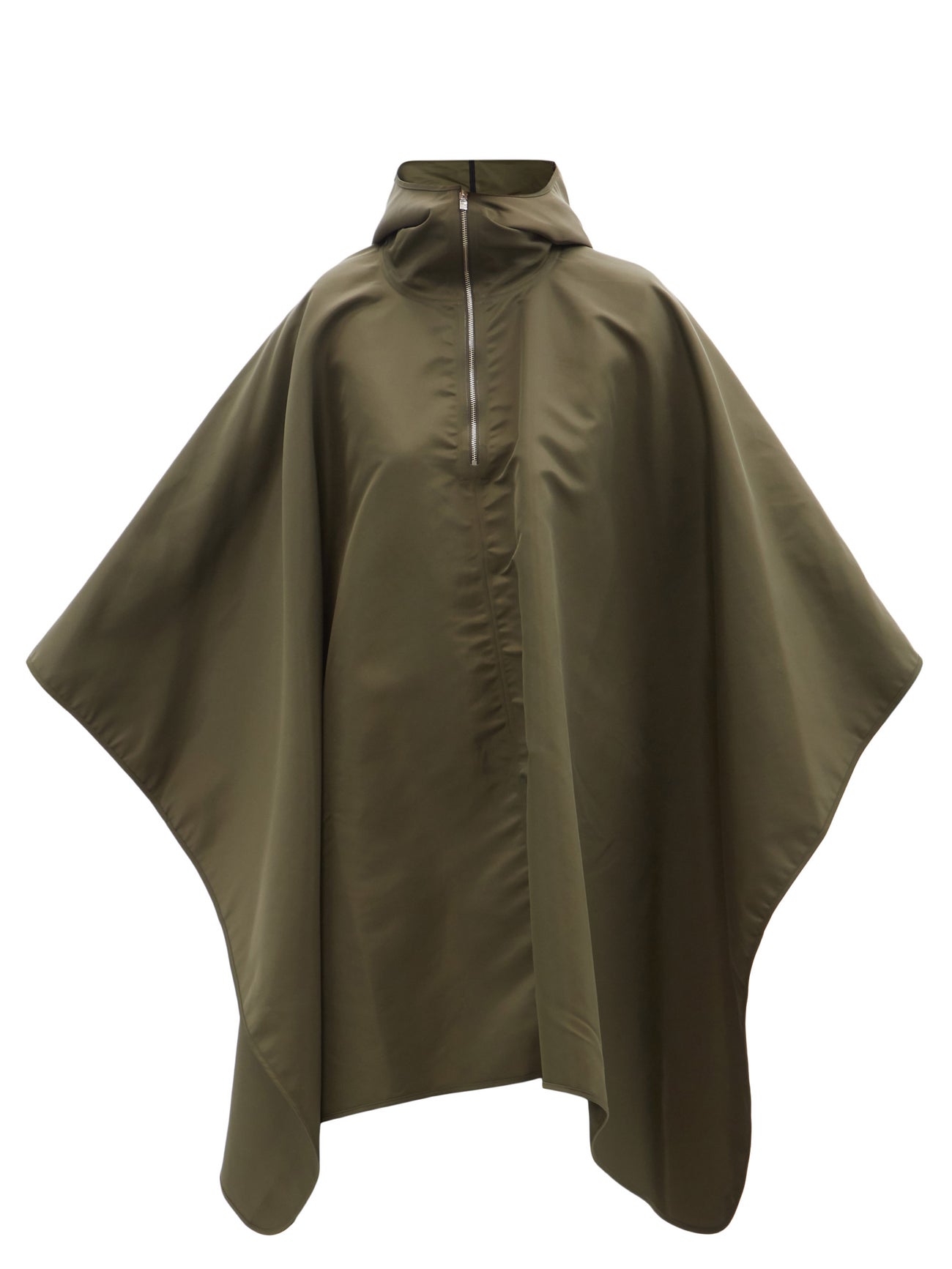 TOTEME Rain Hooded Recycled-Nylon Poncho in Green | endource