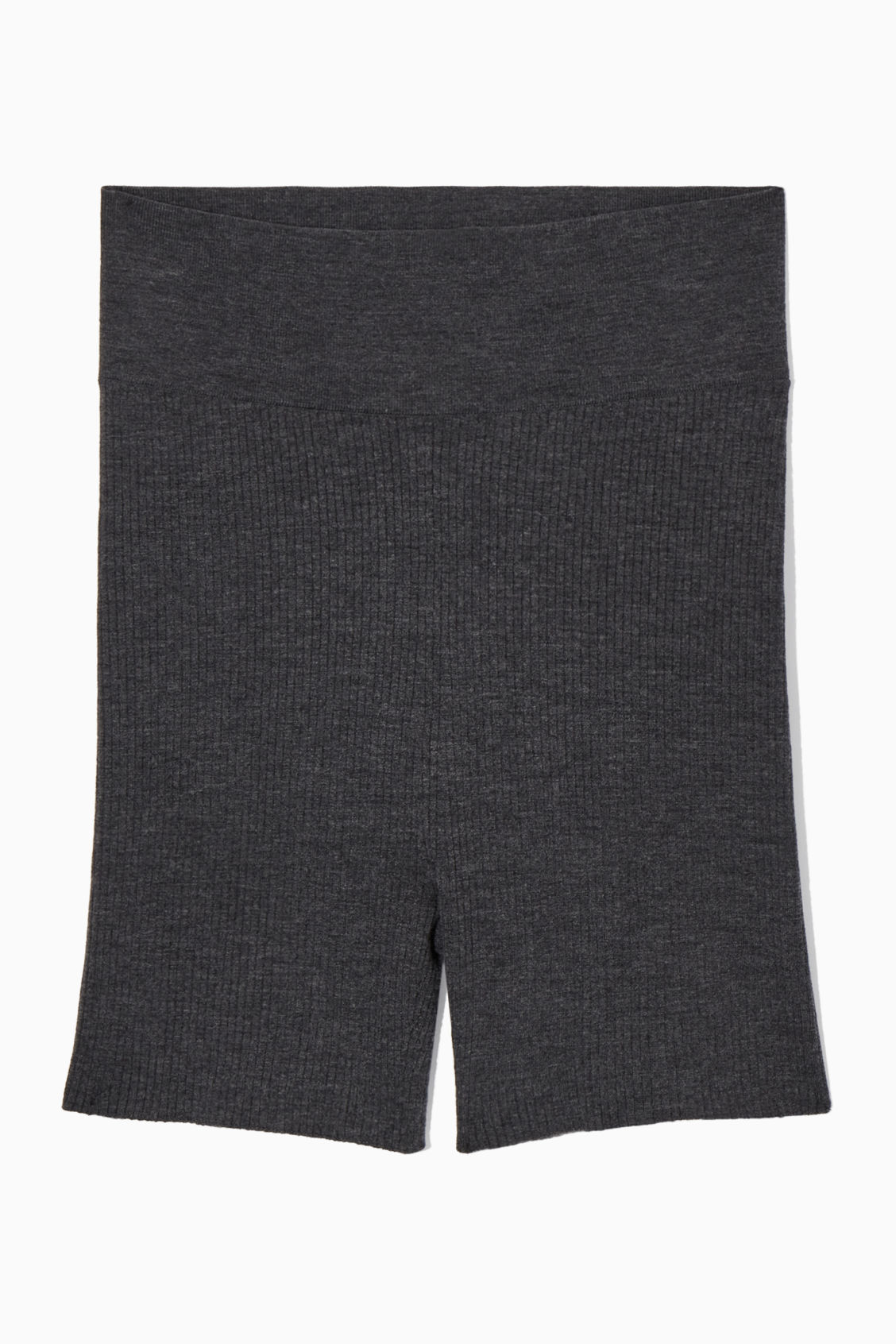 COS Ribbed-Knit Merino Wool Shorts in DARK GREY | Endource