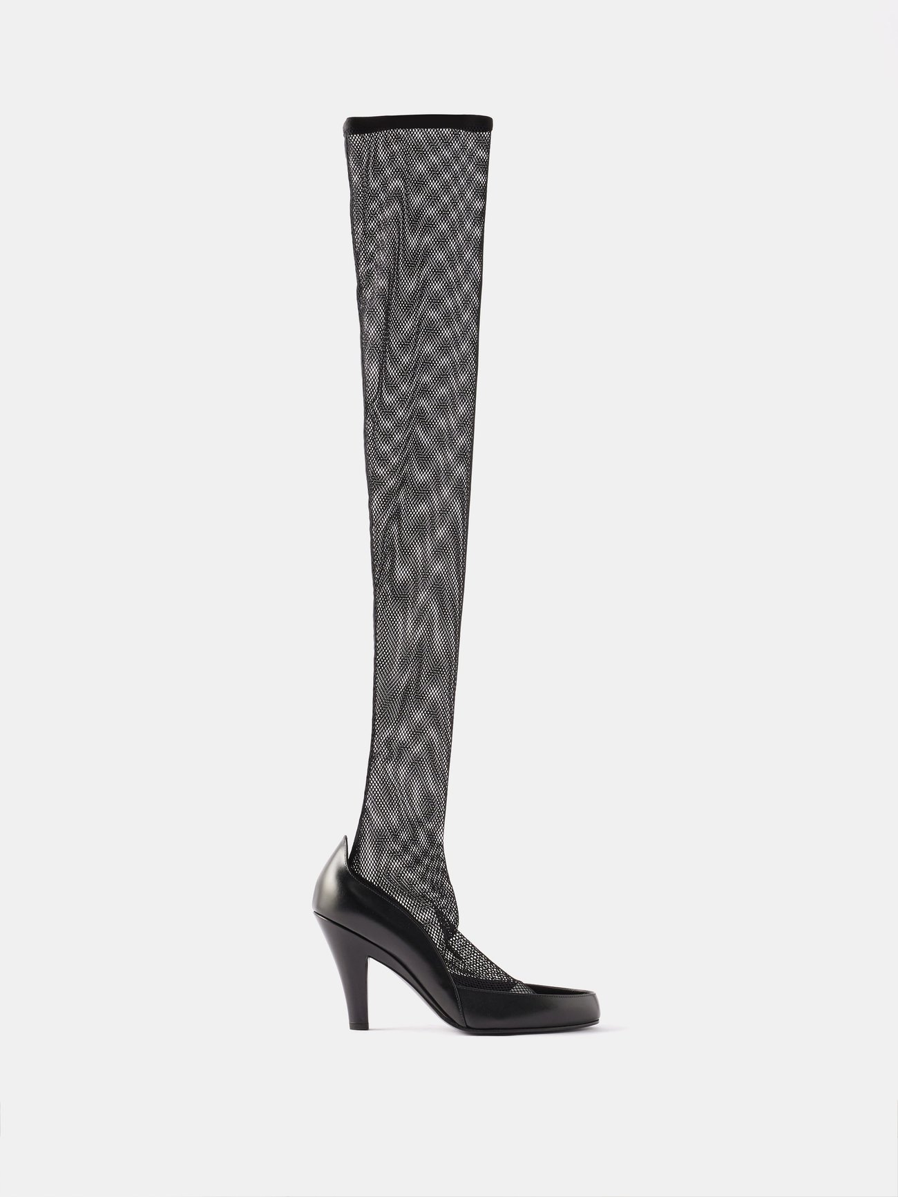 THE ROW 90 Mesh And Leather Over-The-Knee Boots in Black | endource