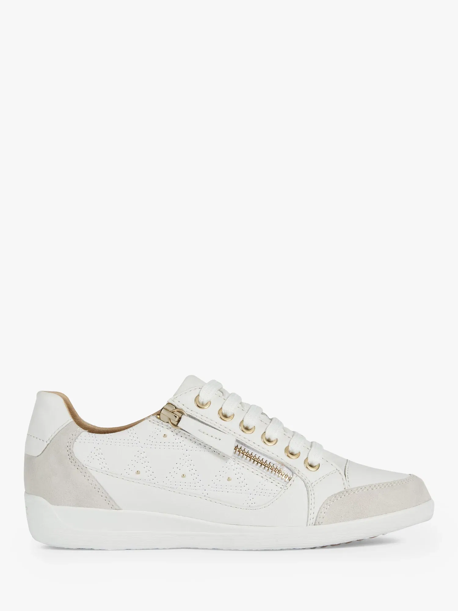 Geox Myria Zip Detail Trainers in White/Off White | endource