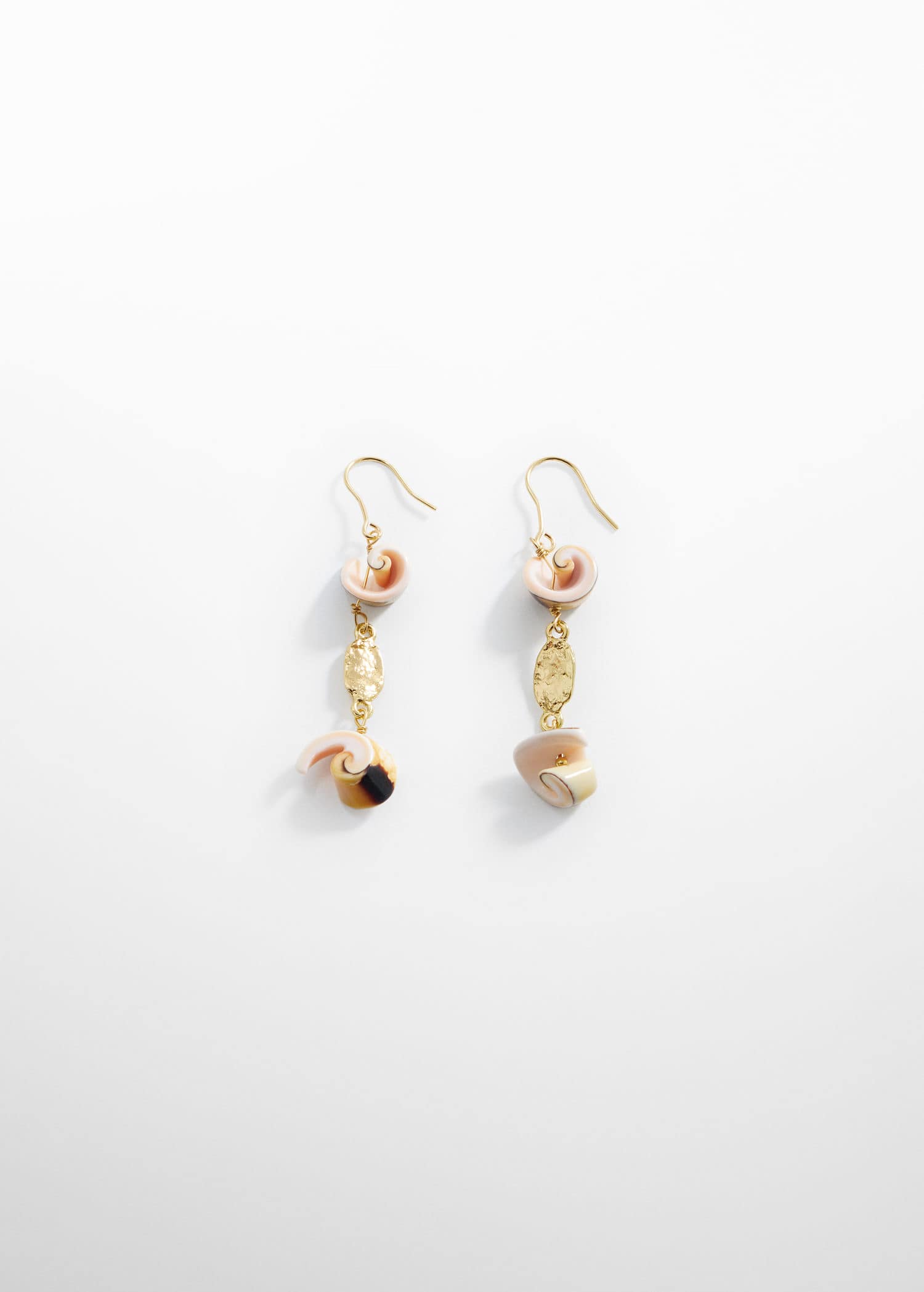 MANGO Combined Shell Earrings in Gold | endource