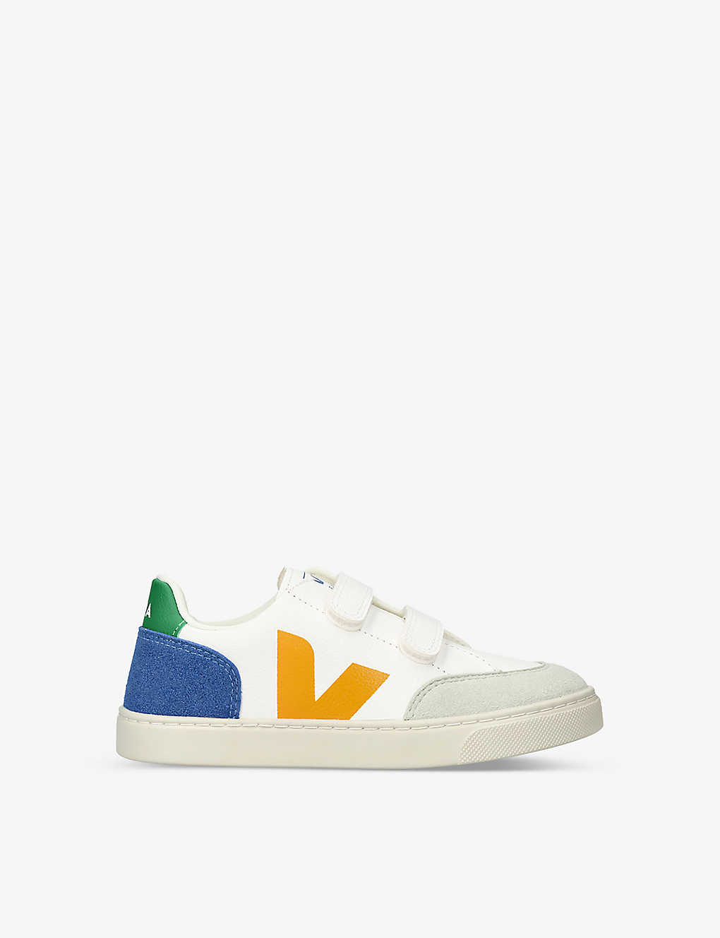 VEJA V 12 Logo-Print Leather And Suede Trainers in BLUE OTHER | Endource