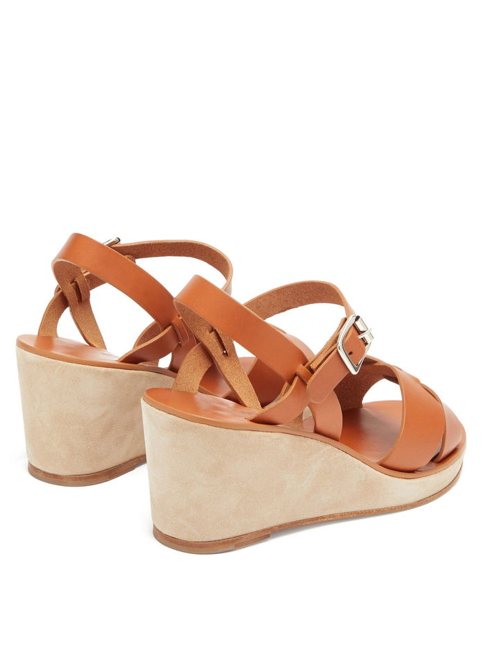 A.P.C. Judith Leather And Suede Wedge Sandals | endource