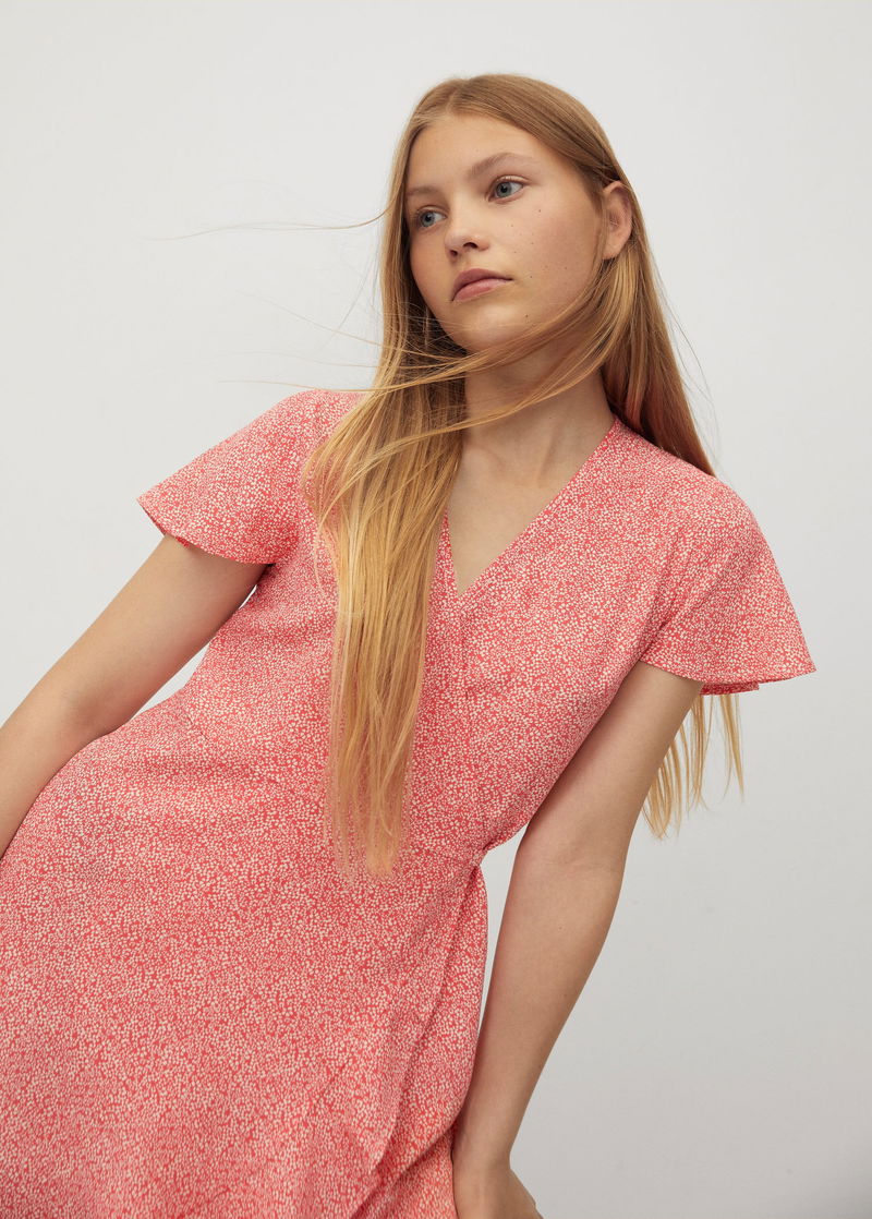 MANGO Floral Print Dress in Strawberry | Endource