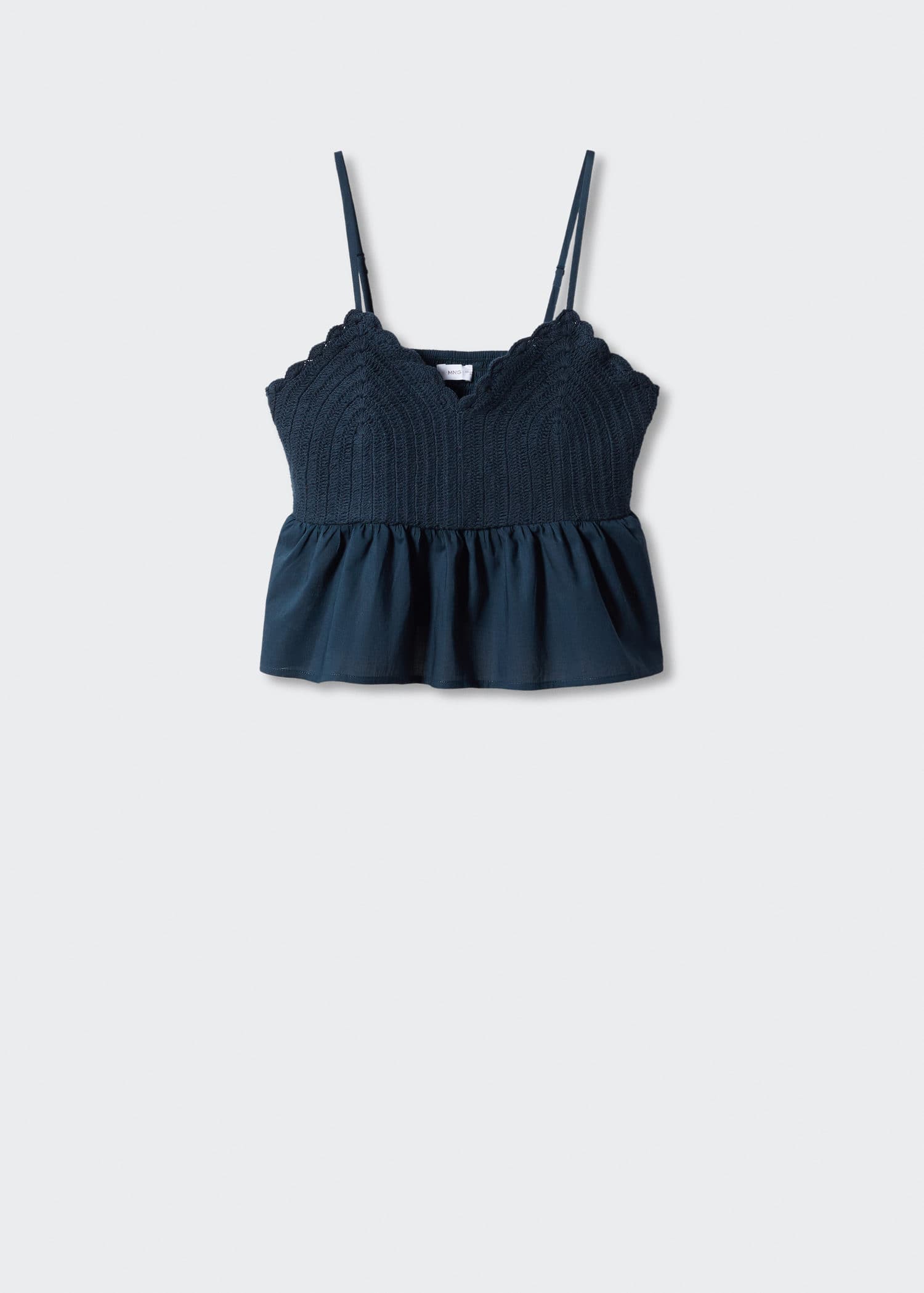 MANGO Cotton-Blend Knit Top in Turquoise | endource