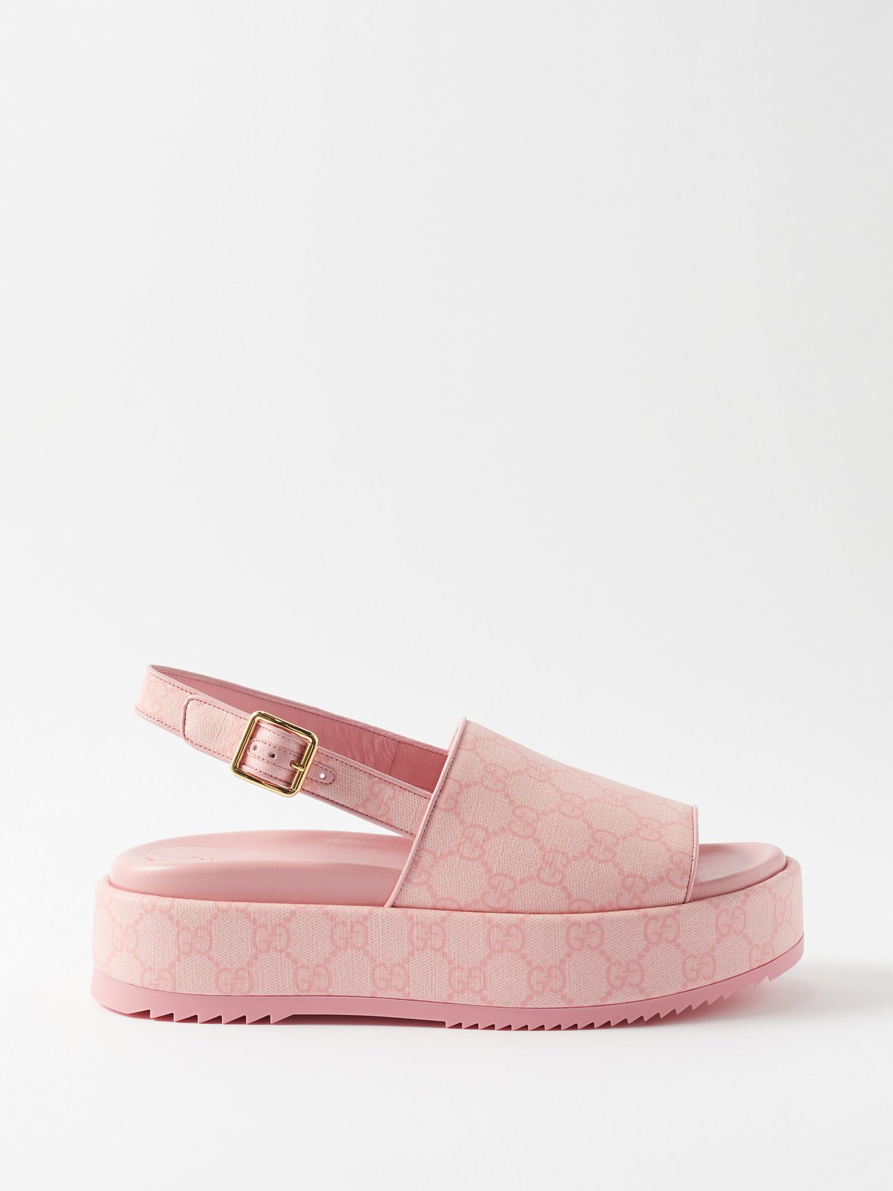 GUCCI Angelina GG Supreme Flatform Sandals in Pink | endource