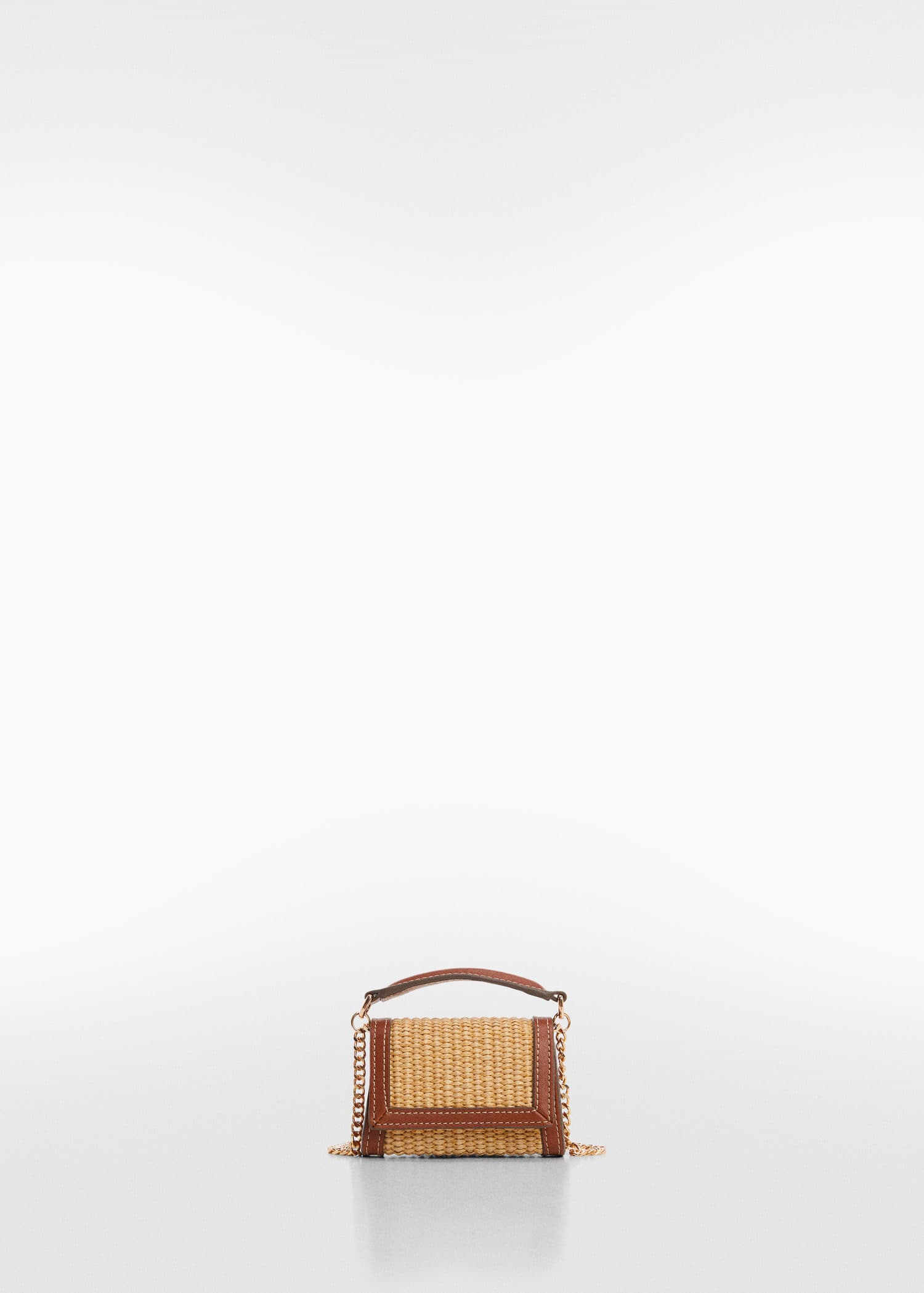 MANGO Raffia Effect Purse in Leather | endource