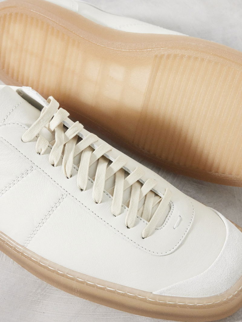 LEMAIRE Linoleum Lace-Up Basic Trainers in White | Endource