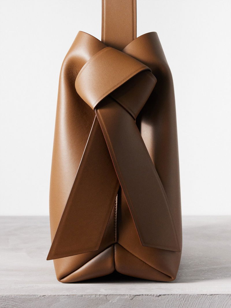 ACNE STUDIOS Musubi Midi Leather Shoulder Bag in Brown | endource