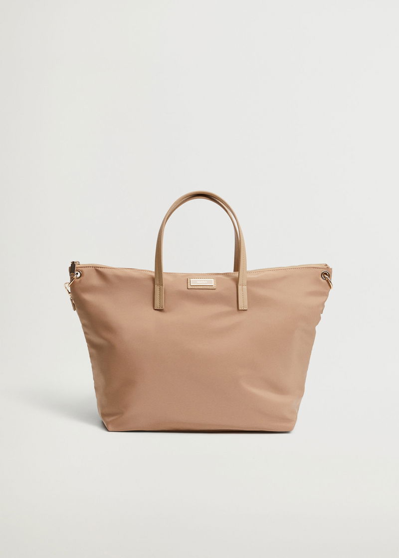 MANGO Nylon Shopper Bag in Beige | Endource