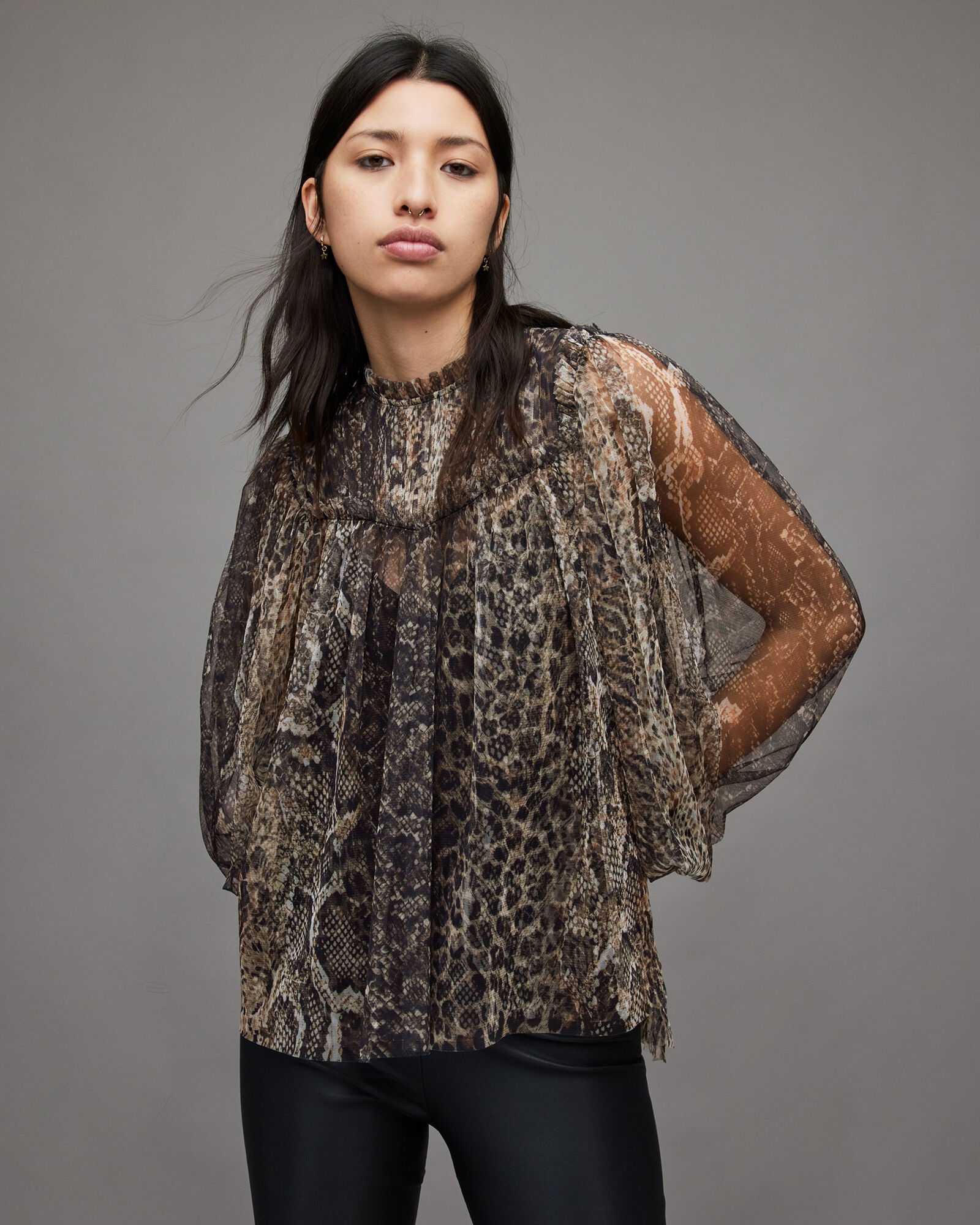 ALLSAINTS Perri Noche Tulle Top in Yellow | endource