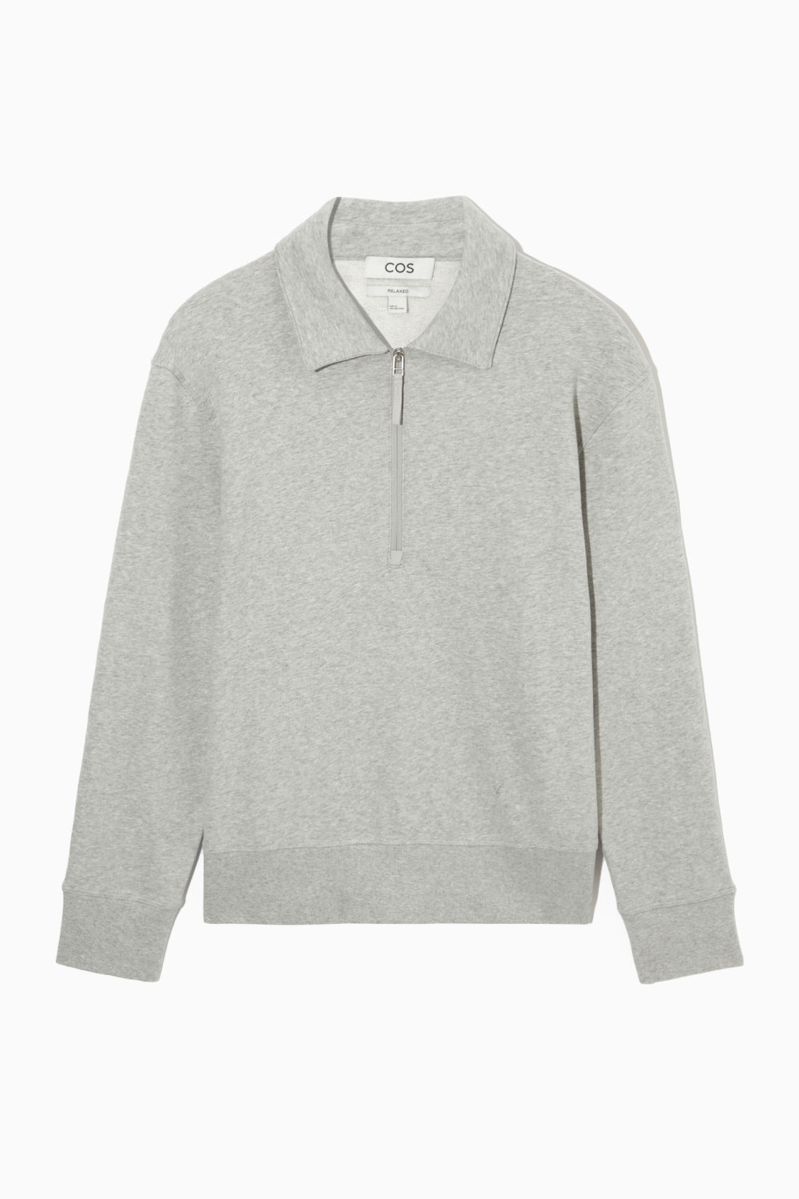 COS Relaxed-Fit Half-Zip Sweatshirt in LIGHT GREY | Endource