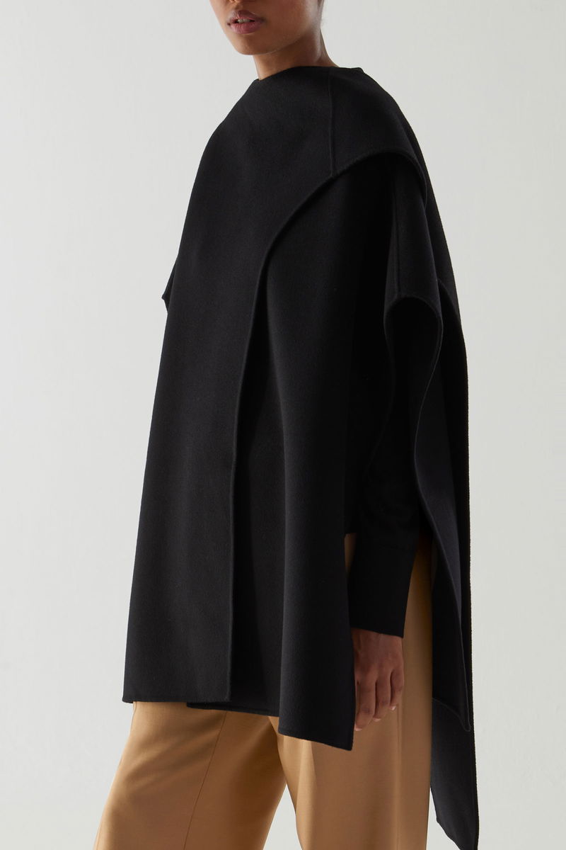 COS Wool Mix Hybrid Cape in BLACK | endource