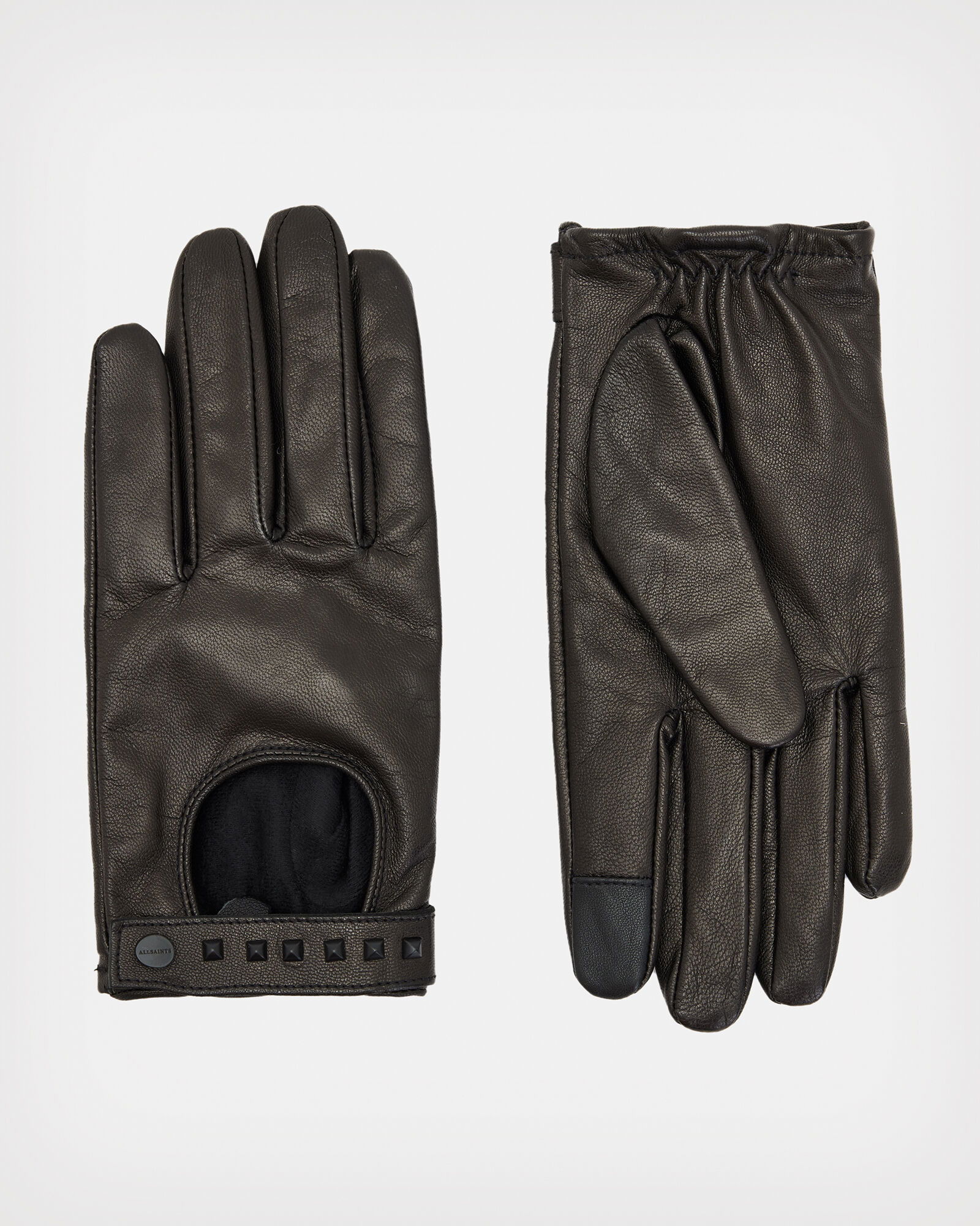 ALLSAINTS Maxie Studded Leather Biker Glove in BLACK/MATTE BLACK | Endource