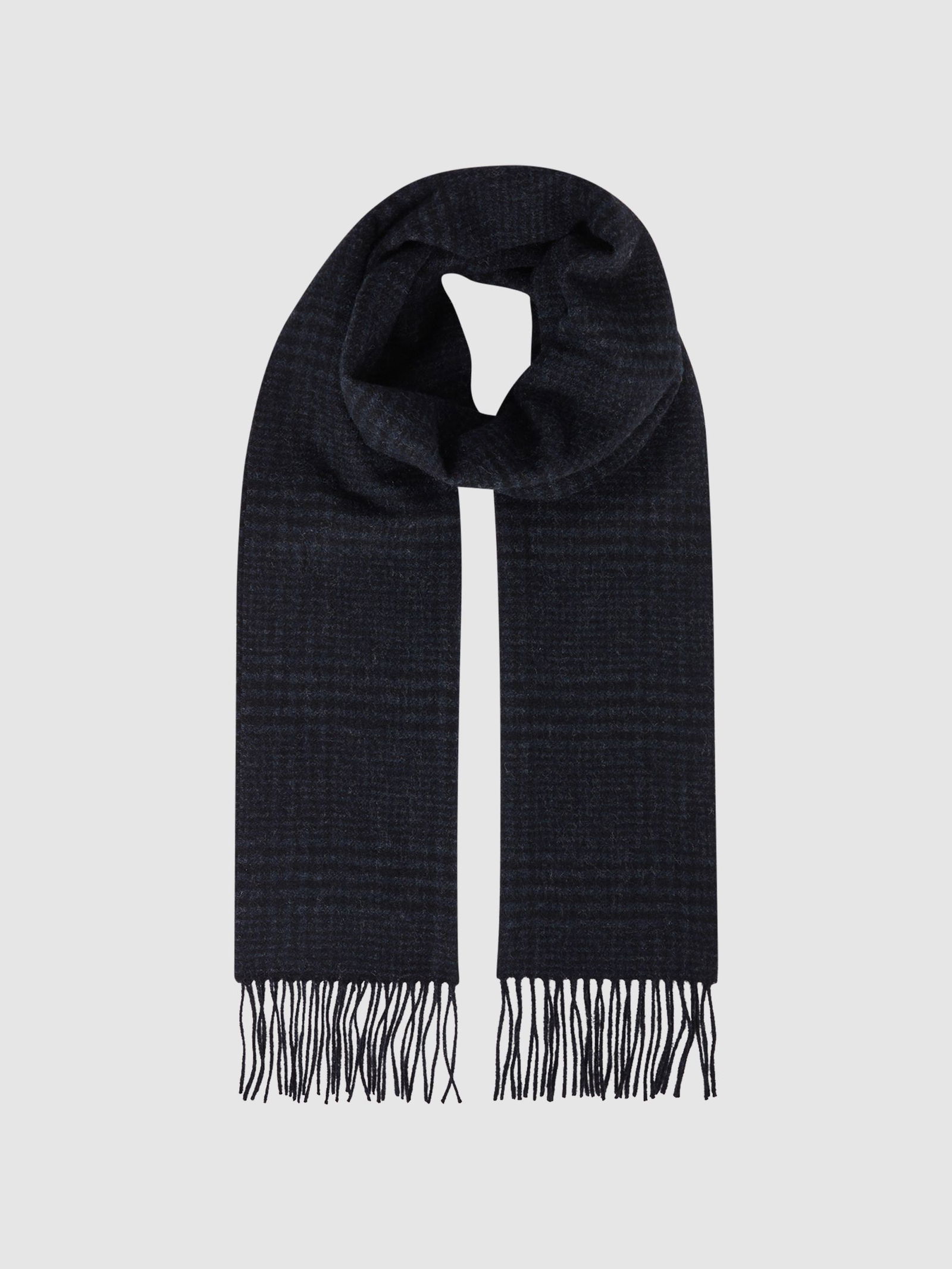 REISS Duncan Wool-Cashmere Herringbone Check Scarf | endource