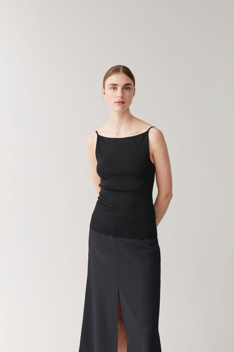 COS Knitted Strap Top in Midnight Blue | endource