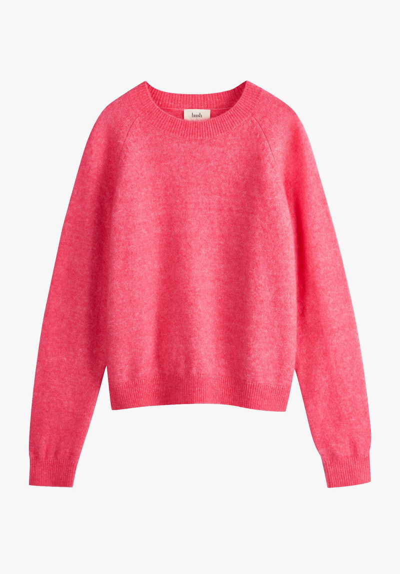 HUSH Arabella Crew Neck Jumper in Pink Coral | endource