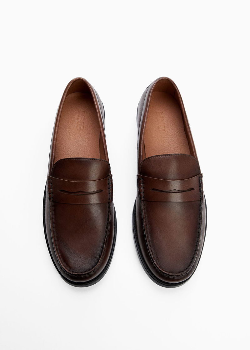 MANGO Leather Penny Loafers | endource