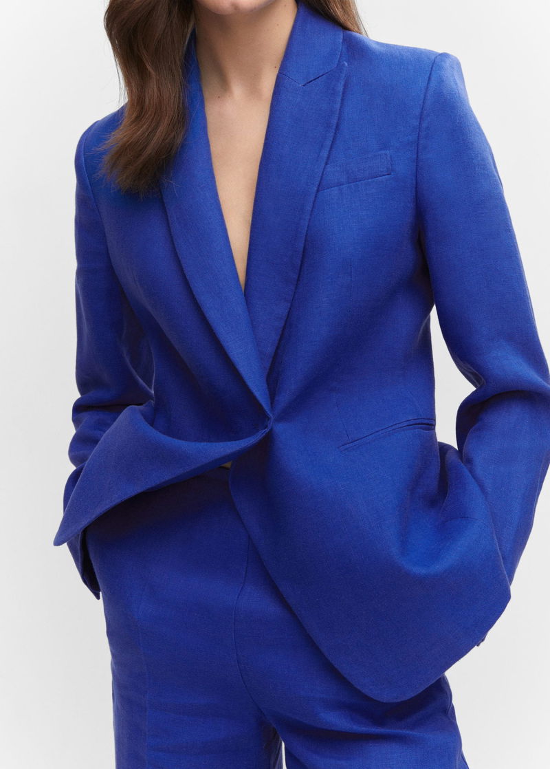 MANGO Linen Blazer Suit in Blue | Endource