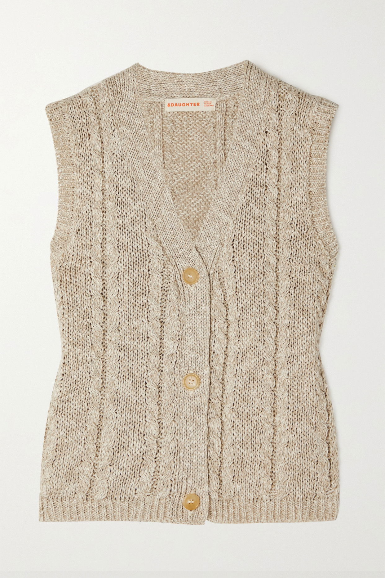 & Daughter Cable-Knit Vest in Neutrals | endource