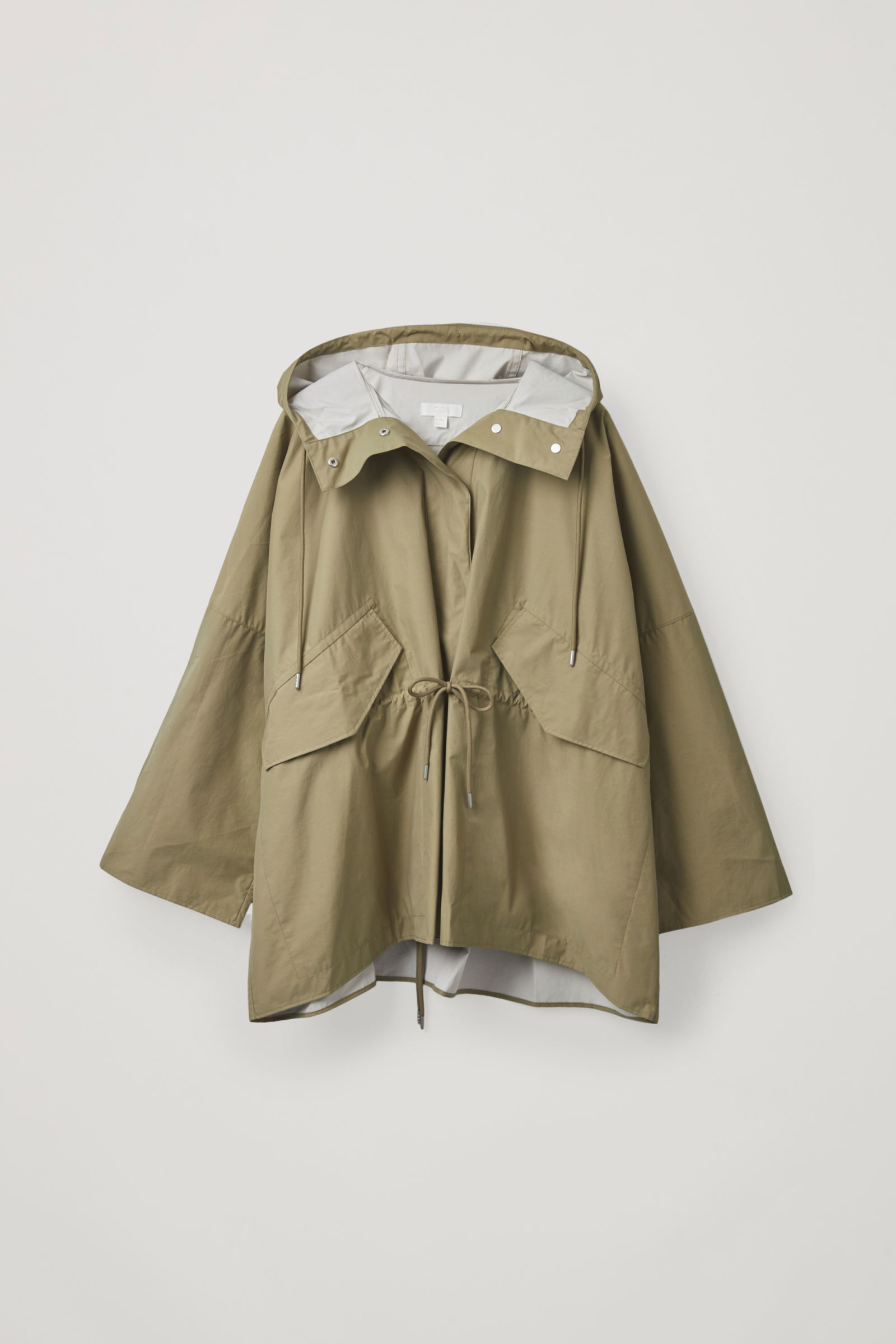 COS Light Packable Raincoat in Khaki Green | endource